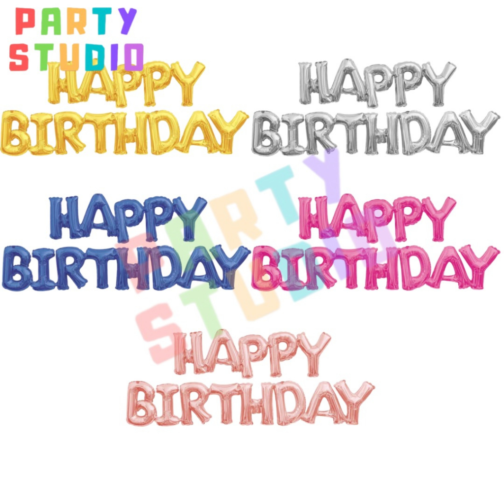 Linked Happy Birthday Foil Letter Balloon Set Party Needs Party ...