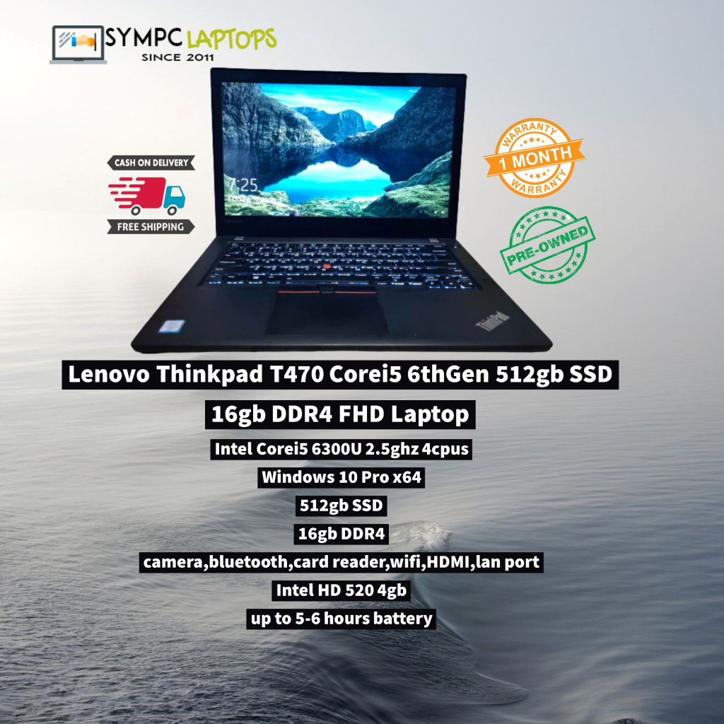 Lenovo Thinkpad T470 Corei5 6th Generation 512gb Brand New Trancend SSD ...