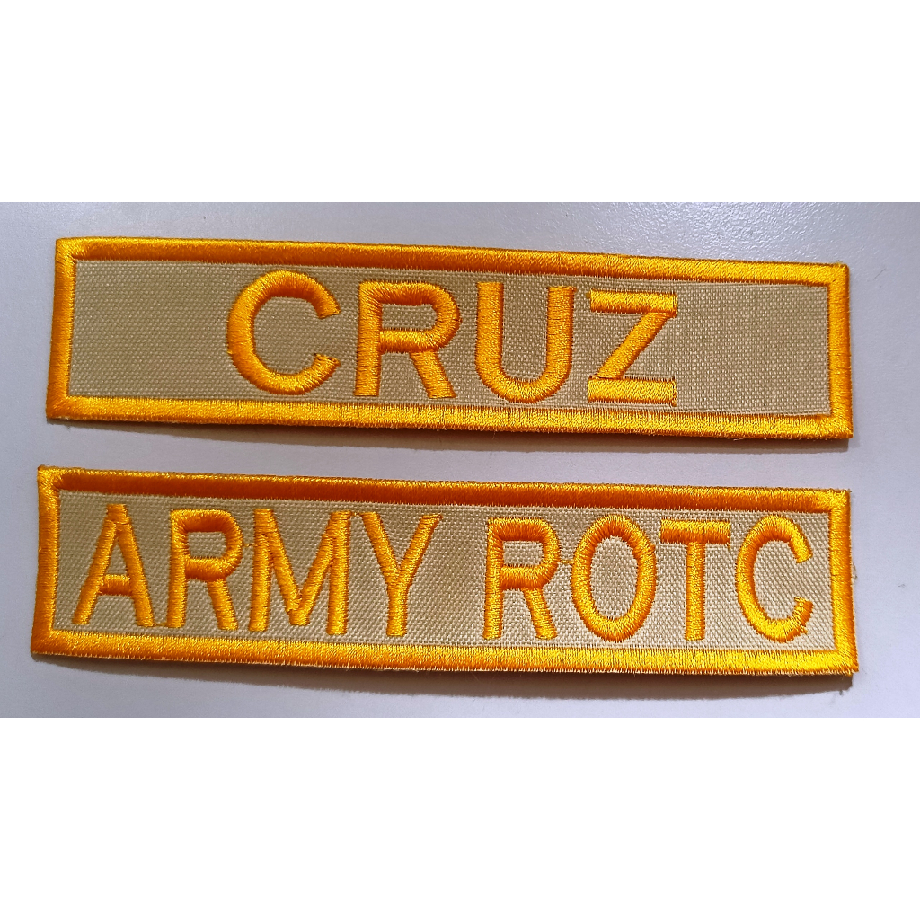 MADE TO ORDER NAME CLOTH ARMY ROTC WITH VELCRO (PAIR) WITH SURNAME ...