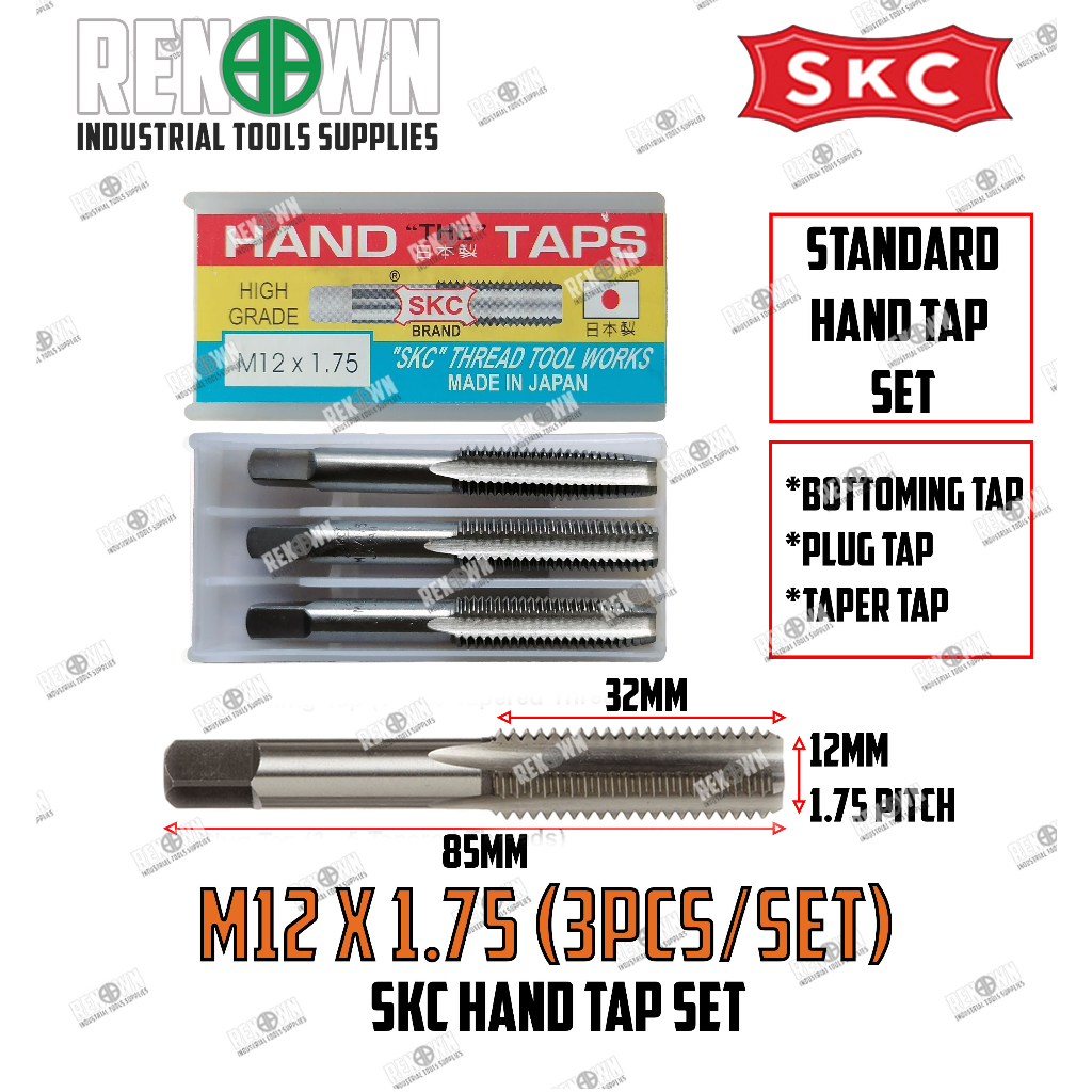 SKC Hand Taps 3pcs/Set Japan High Grade Assorted Metric and English ...