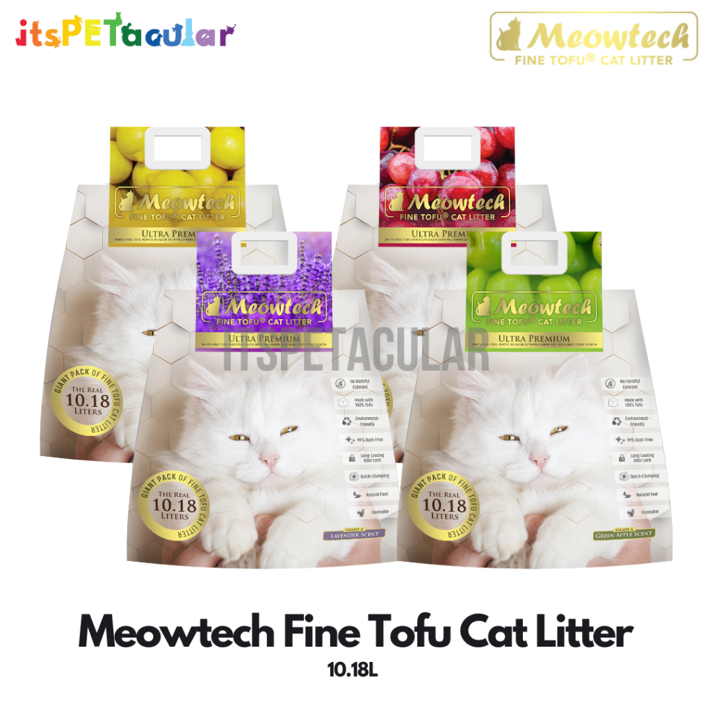 10.18L Meowtech Ultra Premium Fine TOFU Clumping Cat Litter | Shopee Philippines