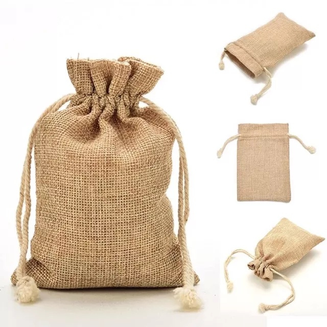 Drawstring Burlap Bag Linen Handmade Soap Jewelry Gift Burlap Bag ...