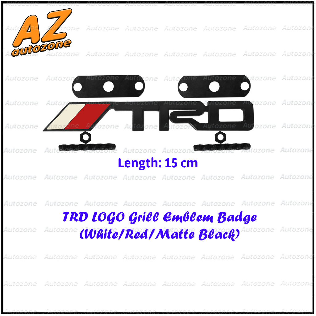 TRD LOGO Emblem Badge for Car Front Grill (White/Red/Matte Black ...
