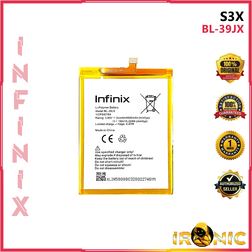 Infinix S3X Battery Model BL-39JX Original Equipment Manufacture ...