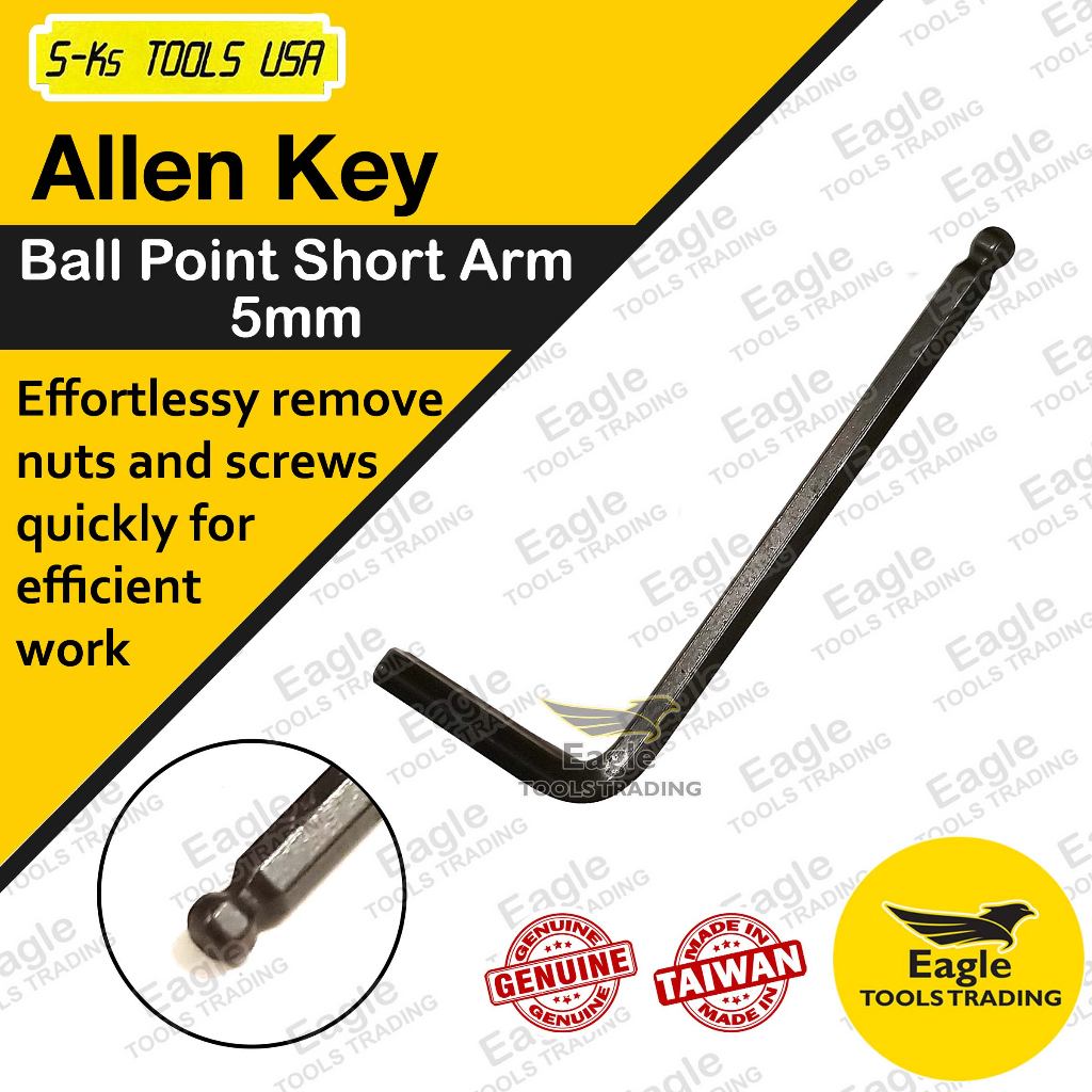 S-Ks Tools USA 5mm Ball Point Short Arm Allen Wrench AWBPSM5 | Shopee ...