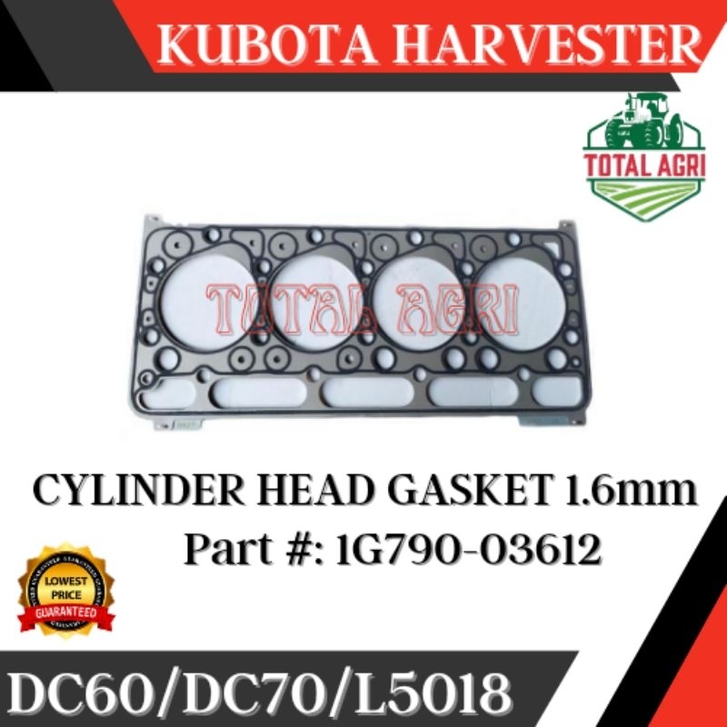 Gasket Cylinder Head 1.6mm Kubota Tractor Harvester DC60 DC70 L5018 ...