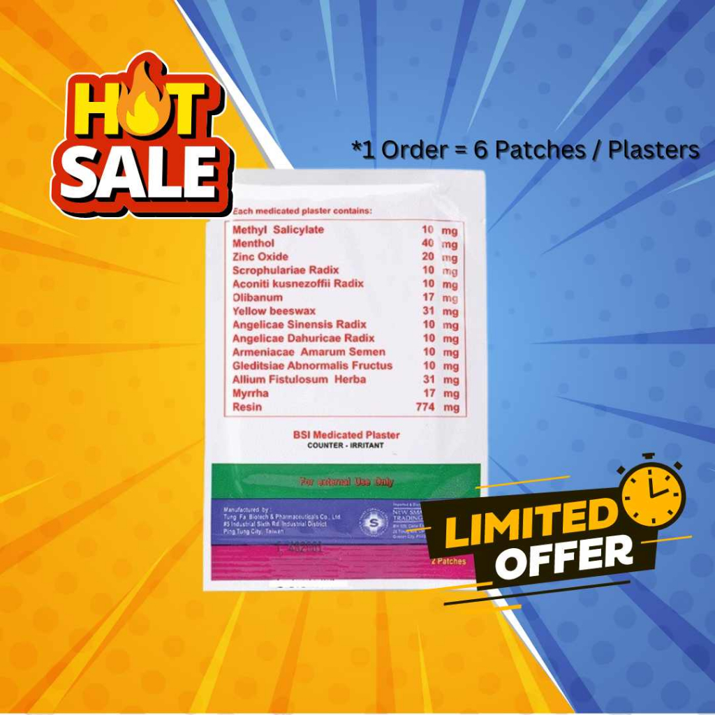 BSI PAIN RELIEVING PATCH / PLASTER (3 SACHET PER ORDER) | Shopee ...