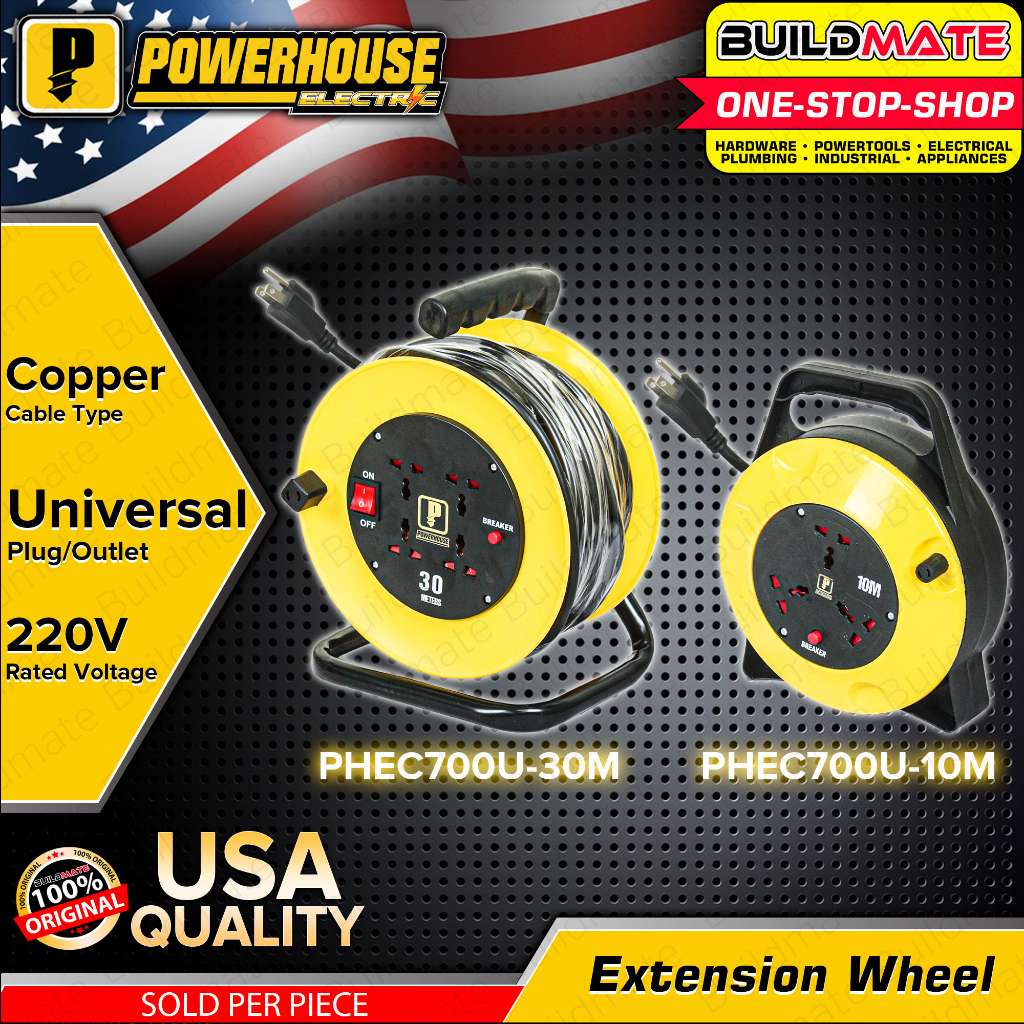 BUILDMATE Powerhouse Electric Extension Wheel 10M 30M Universal Outlet ...