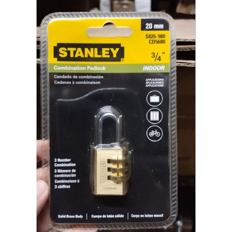 Stanley resettable combination padlock 3 digits 826-980 20mm 826-983 ...