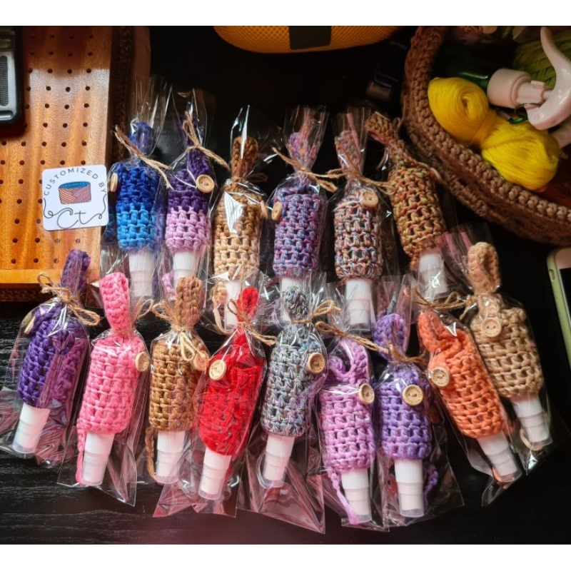 Alcohol Pouch / Spray Bottle Crochet Keychain Mix Color Gifts ...