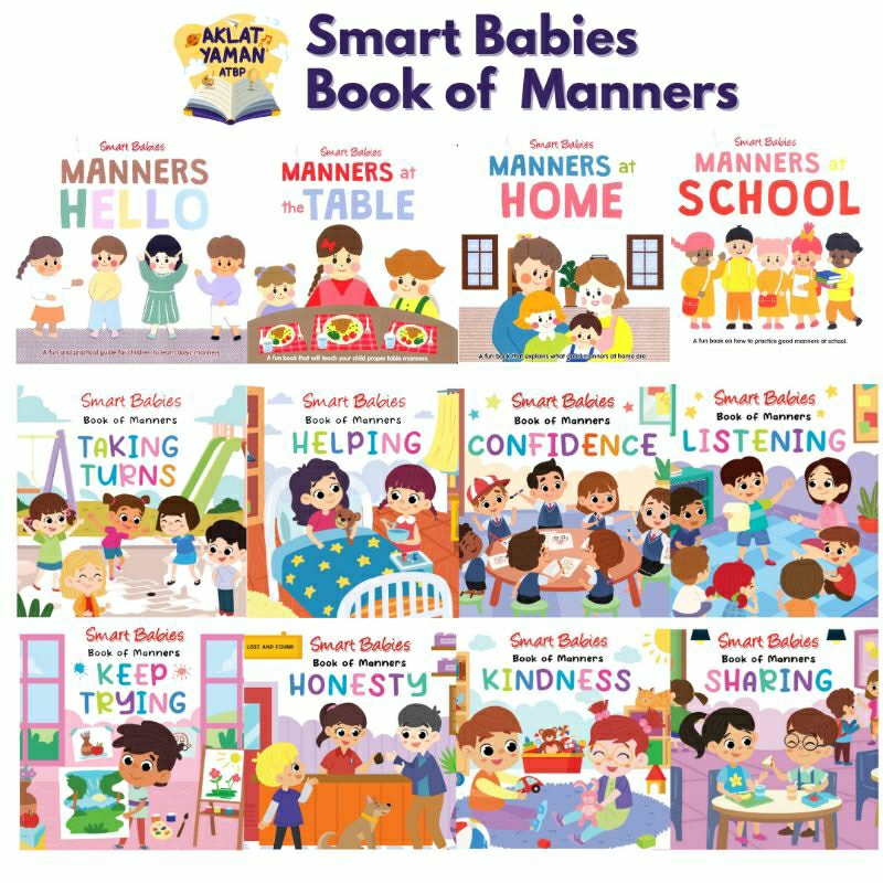 Smart Babies Manners Board Book ( Home, Table, Hello, School, Taking ...