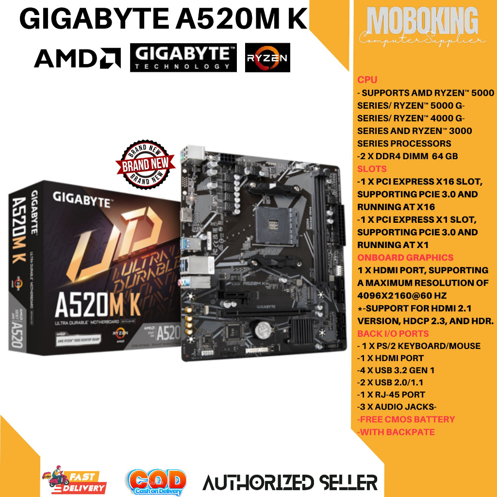 GIGABYTE A520M K Motherboard ryzen A520 Socket AM4 MATX amd DDR4 ...
