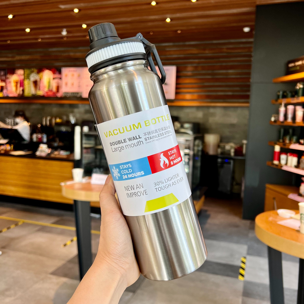 Double layer 304 stainless steel thermos cup portable outdoor fitness sports space pot 800ML ...