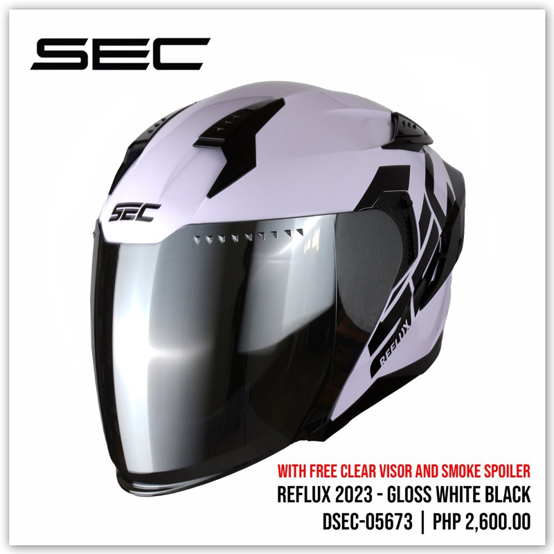 sec reflux half face dual visor helmet with FREE CLEAR LENS & SPOILER ...