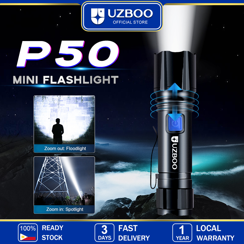 UZBOO Mini Flashlight LED Torch Light Telescopic Focus Flashlight ...