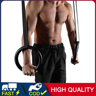 ABS Indoor Gymnastics Rings Pull Ups Fitness Rings Adjustable Straps ...