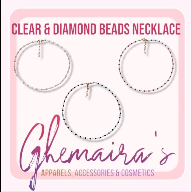 CLEAR & DIAMOND BEADS NECKLACE | Shopee Philippines