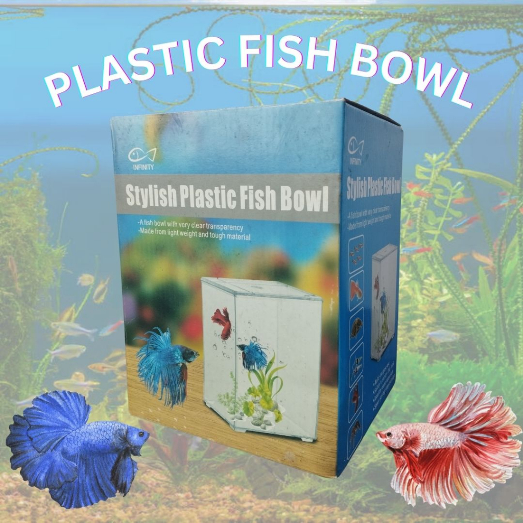 Plastic Aquarium Fish Bowl Square Clear Transparent Fish Bowl Aquarium ...