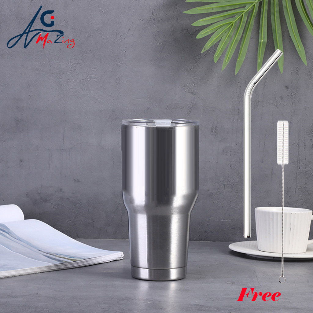 900ML/600ML Insulated Tumbler With Straw Brush Thermos Water Bottle 304 Stainless Vacuum Coffee ...