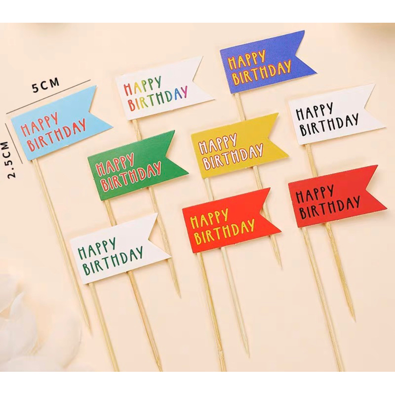 9 pc flag happy birthday cardstock stick toppers | Shopee Philippines