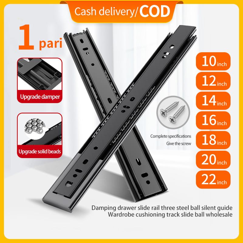 Hardware Soft Close Function Drawer Guide Full Extension Slide Steel ...