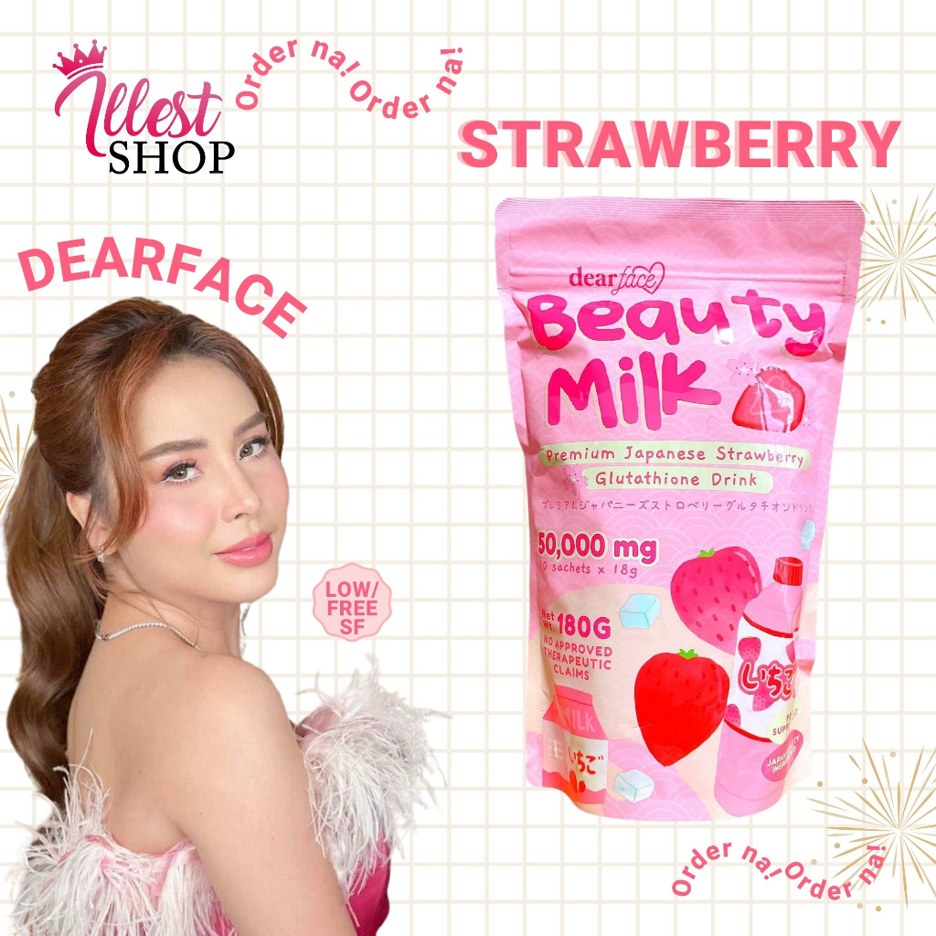 Dear Face Beauty Milk Premium Japanese Collagen Strawberry Glutathione ...