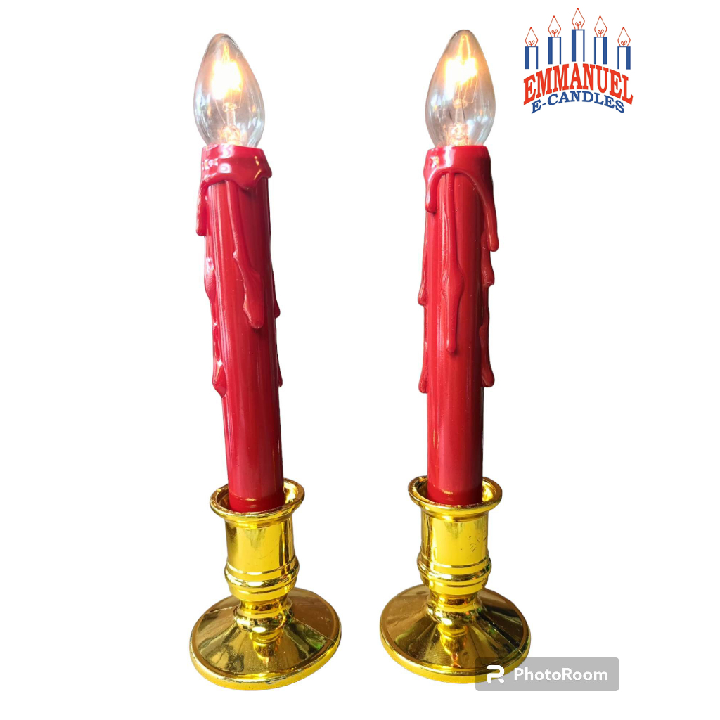 Emmanuel E-Candles Red Taper Candles using Clear Pilot Bulb, 7inch ...