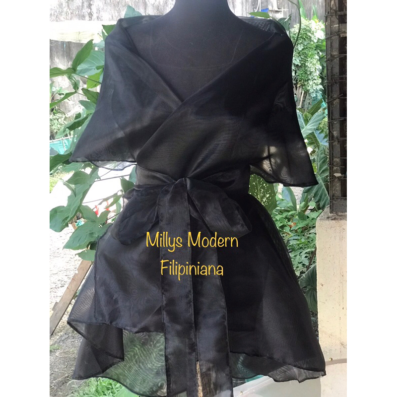 Millys Modern Filipiniana wrap around / 3-4xl Plain Black plus size ...