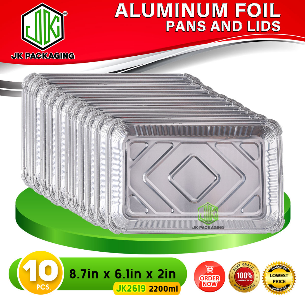 JK PACKAGING [10 PCS.] ( 12.4 x 8 x 2 ) Aluminum Tray w/ Cover JK -3120 RE 2300ml | Shopee ...