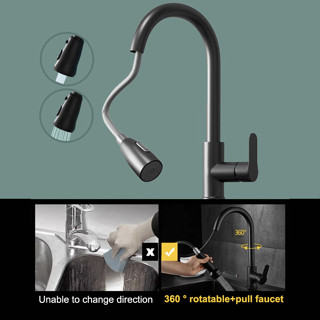 TQTQ SUS304 Flexible Kitchen Faucet Rotate Freely 360° Stainless Steel ...