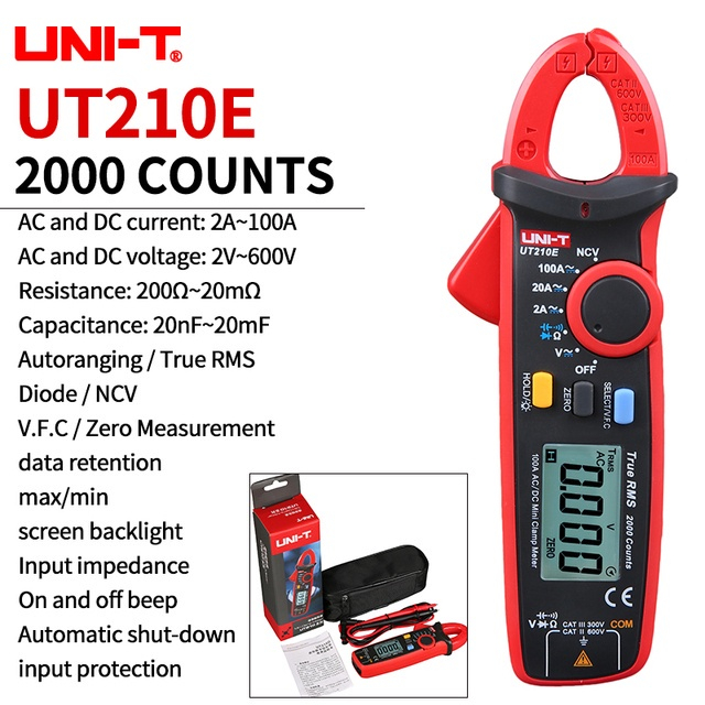 UNI-T UT210E UT210A Digital Clamp Multimeter Zero mode 2000 count True ...