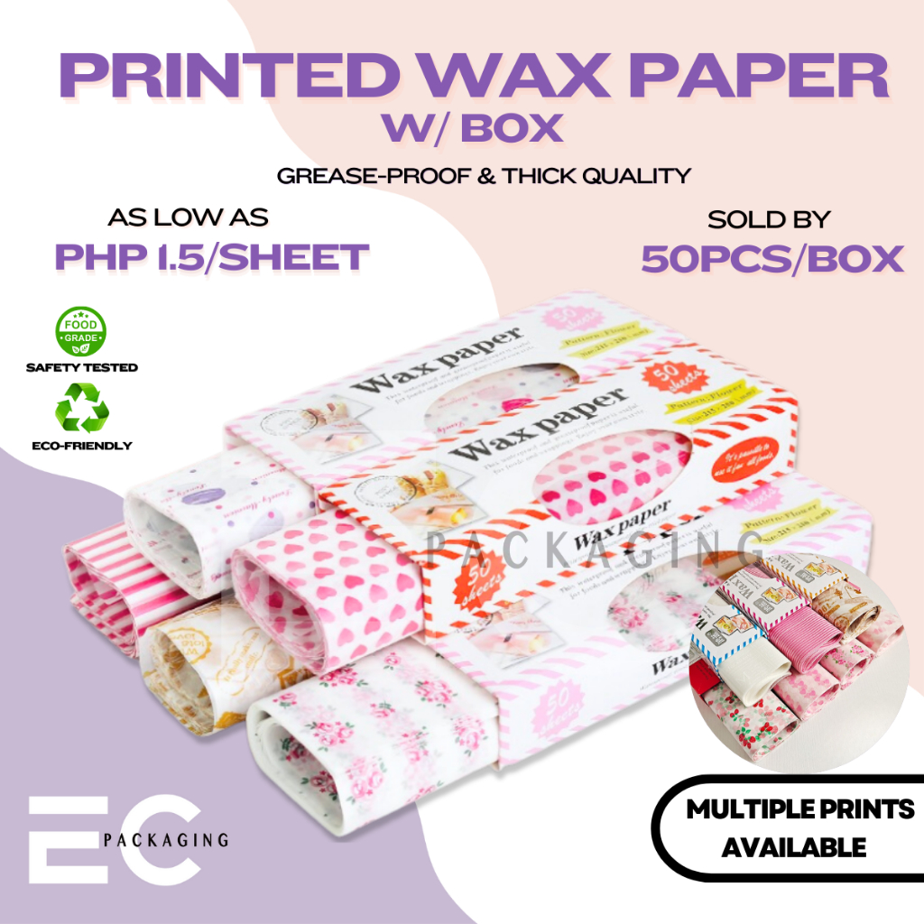 [EC] 50Pcs Printed Wax Paper Food Wrapper For Bento Cake / Sandwich ...