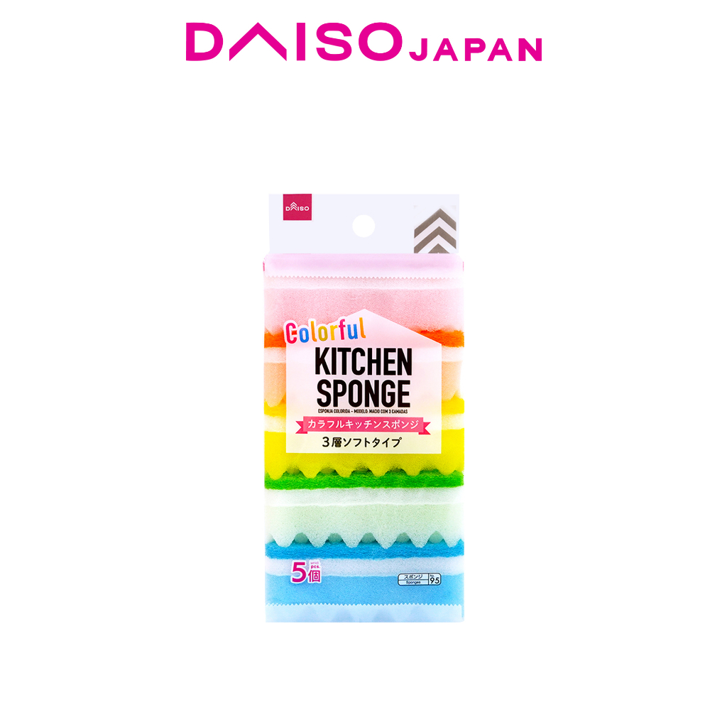 Daiso Soft Colorful Kitchen Sponge (5 pieces) | Shopee Philippines