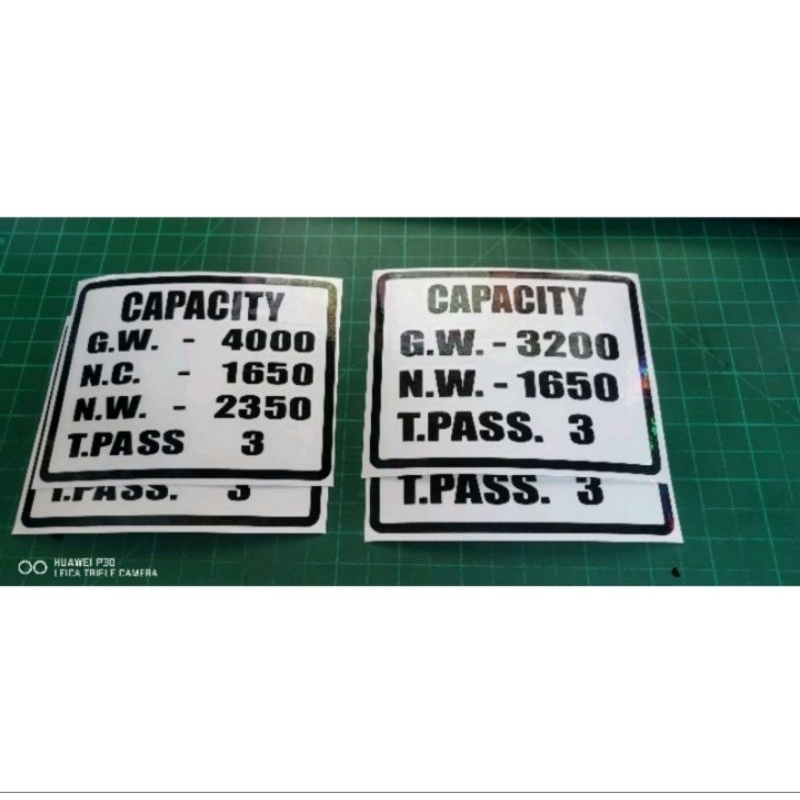 CAPACITY STICKER, NET WEIGHT, TOTAL PASSENGER (2PCS) | Shopee Philippines