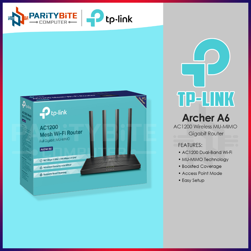 TP-Link Archer A6 AC1200 Wireless MU-MIMO Gigabit Router | Shopee ...