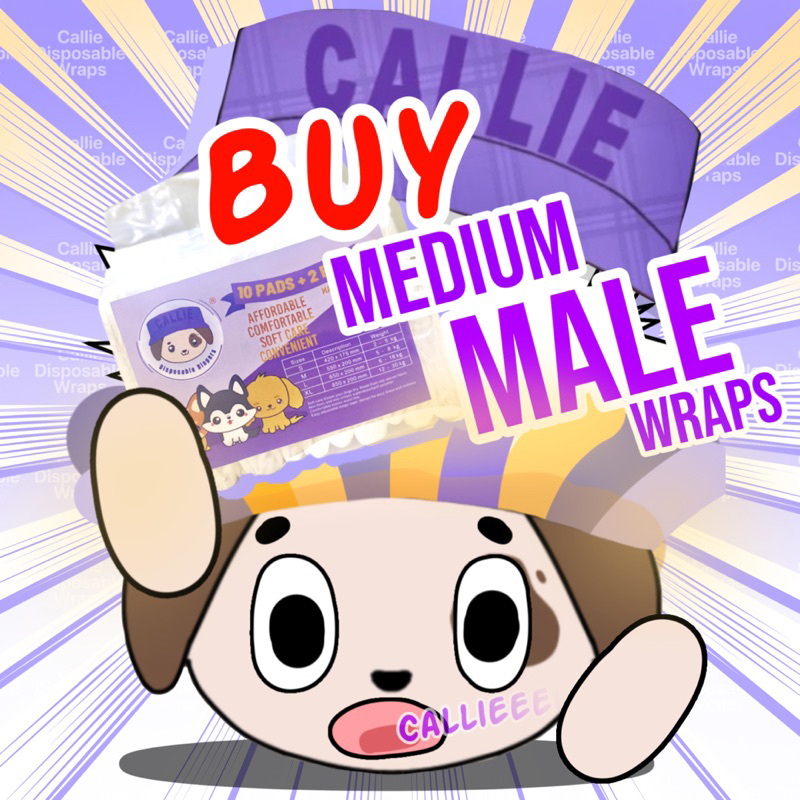 Callie Male Dog Disposable Medium Male Wraps (12pcs per pack) | Shopee Philippines