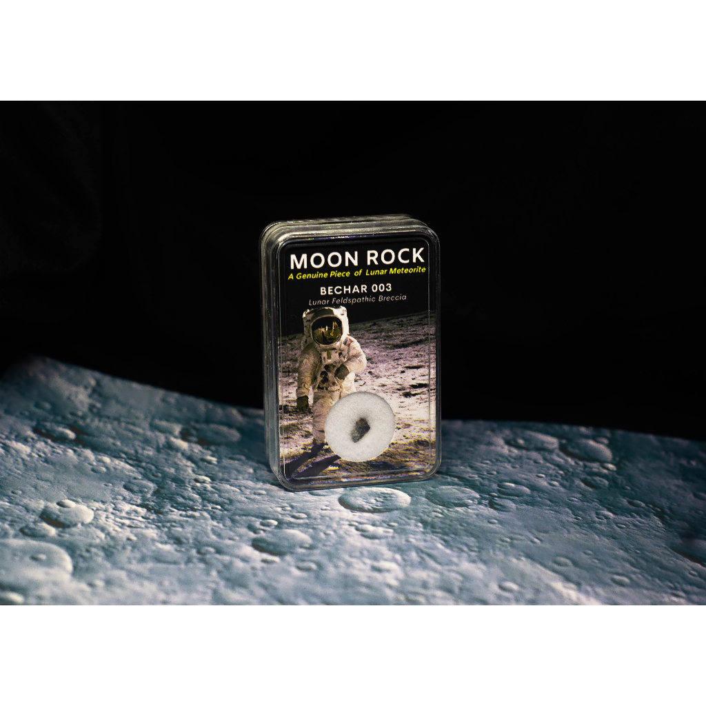 Authentic Moon Rock - Lunar Meteorite (Bechar 003) Specimen on Display ...