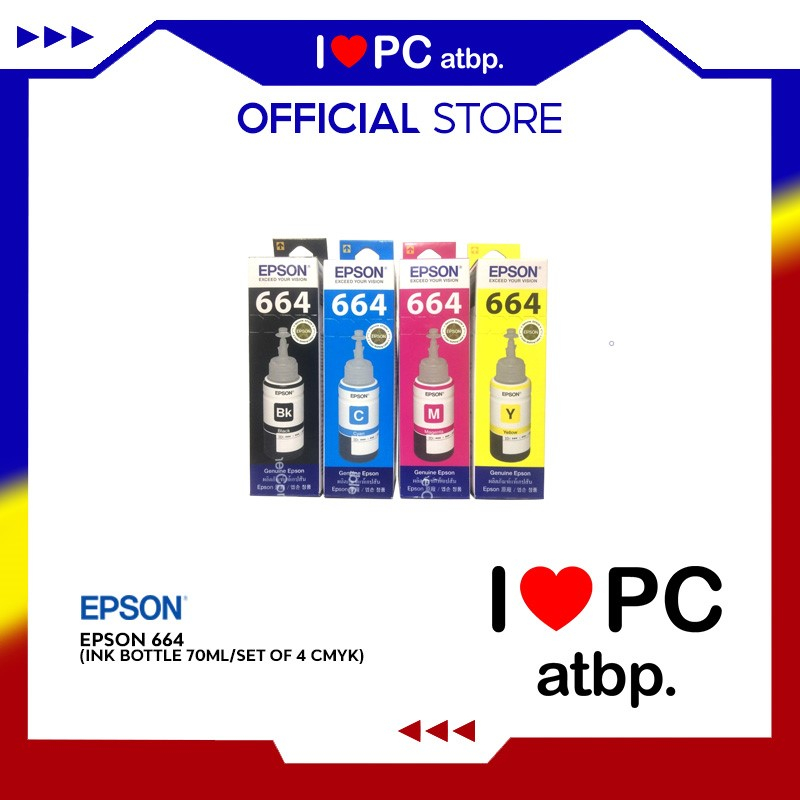 Epson 664 Ink Bottle 70ml: Set of 4 (CMYK) | Shopee Philippines