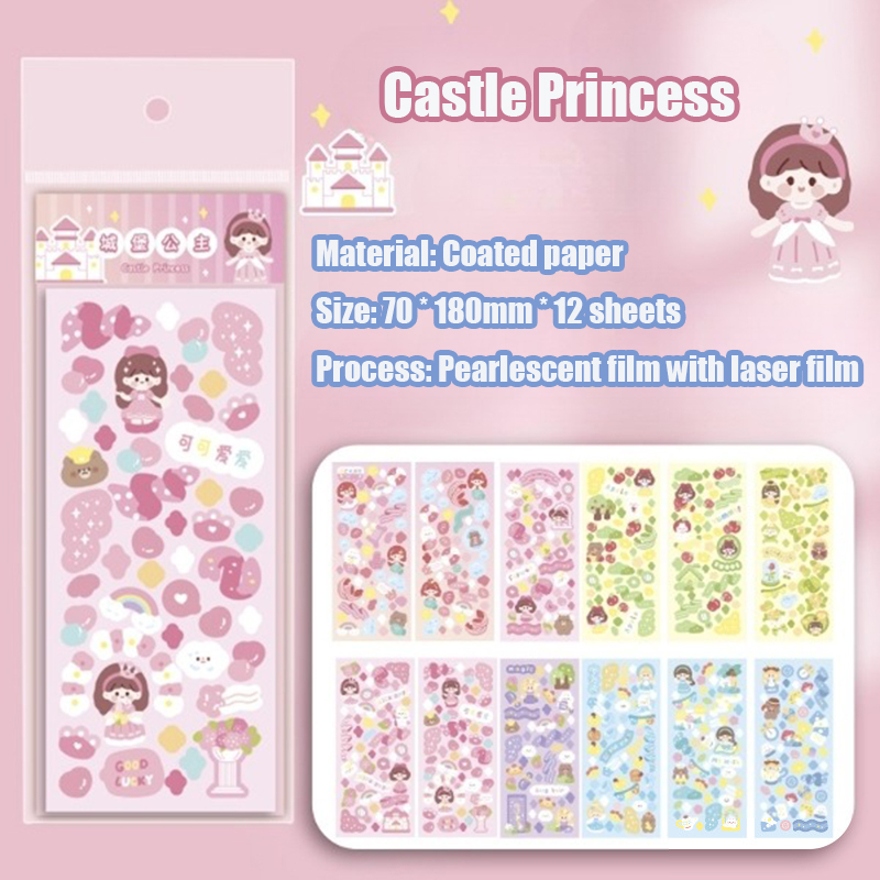 12 Pcs Cute Stickers Collection Journal Scrapbook DIY Guka Plate Decor ...