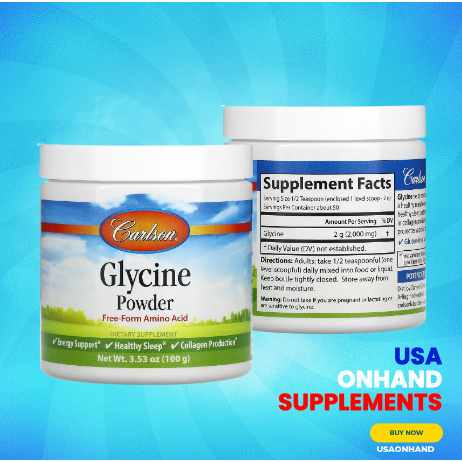 USAOnhand| Carlson, Glycine Powder, Free Form Amino Acid, 3.53 oz (100 ...
