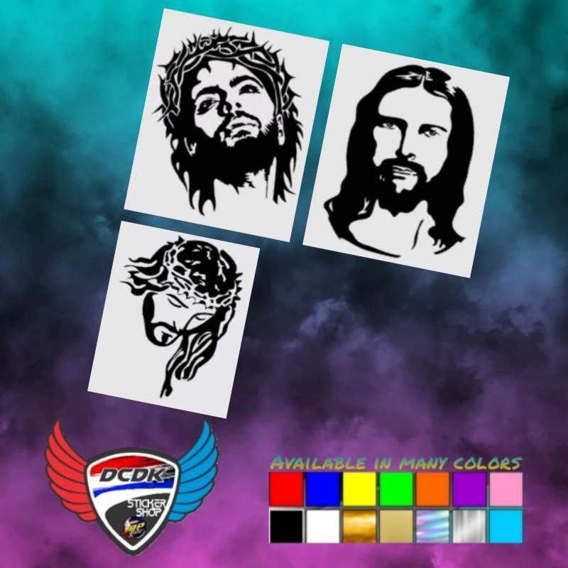 jesus face design 4inches long sticker for motorcycle diecut machine ...