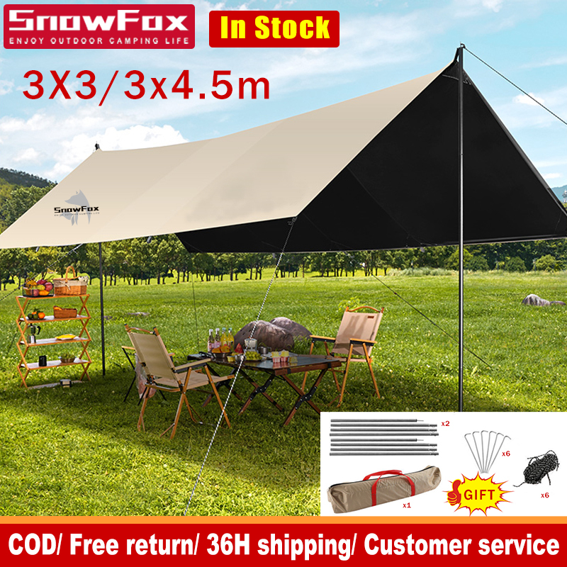 3x3m Awning Waterproof Tarp Canopy Hammock Tent Tarpaulin shade Anti-UV ...