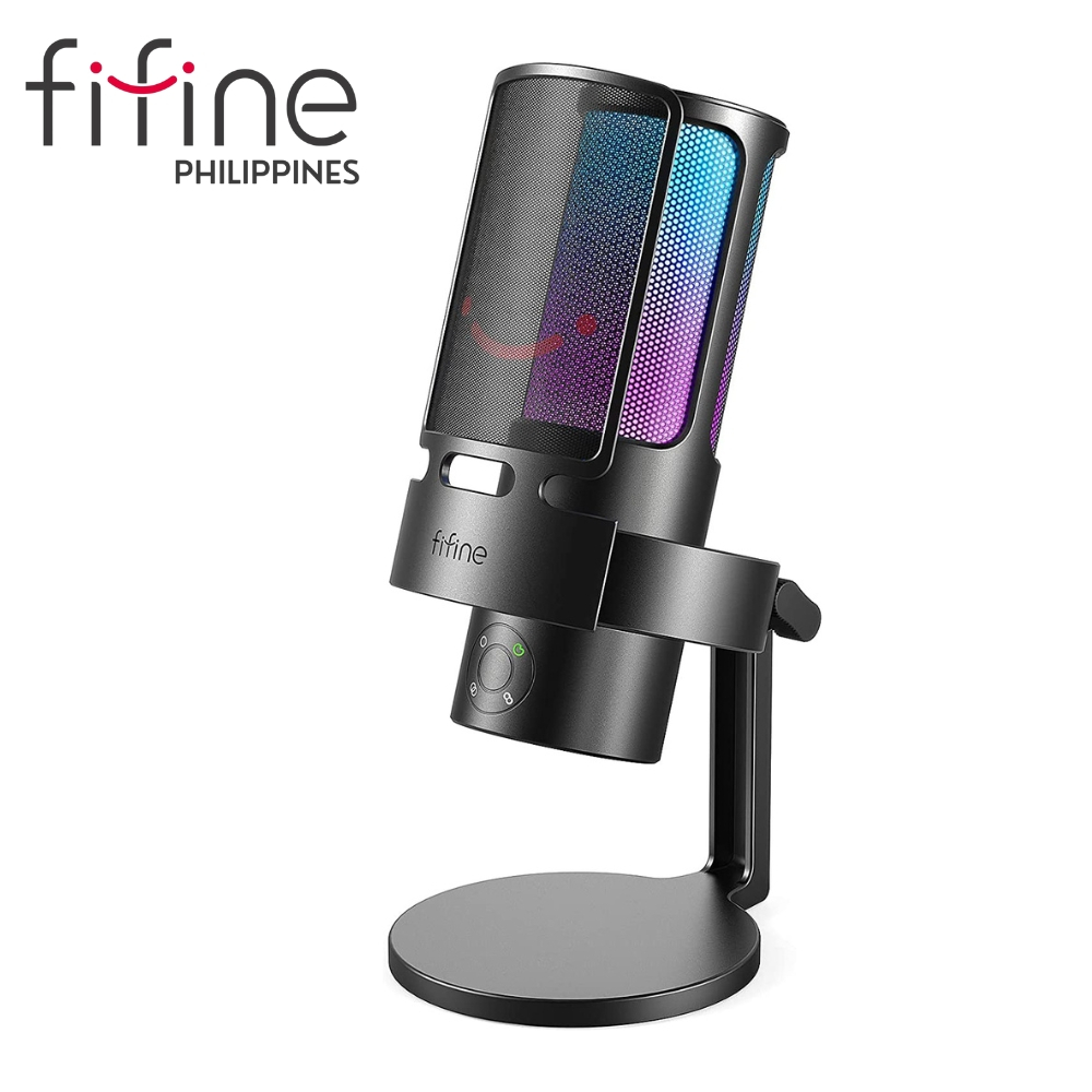 FIFINE AmpliGame A8 Plus Gaming RGB Condenser USB Microphone, PC Computer Mic with 4 Polar ...