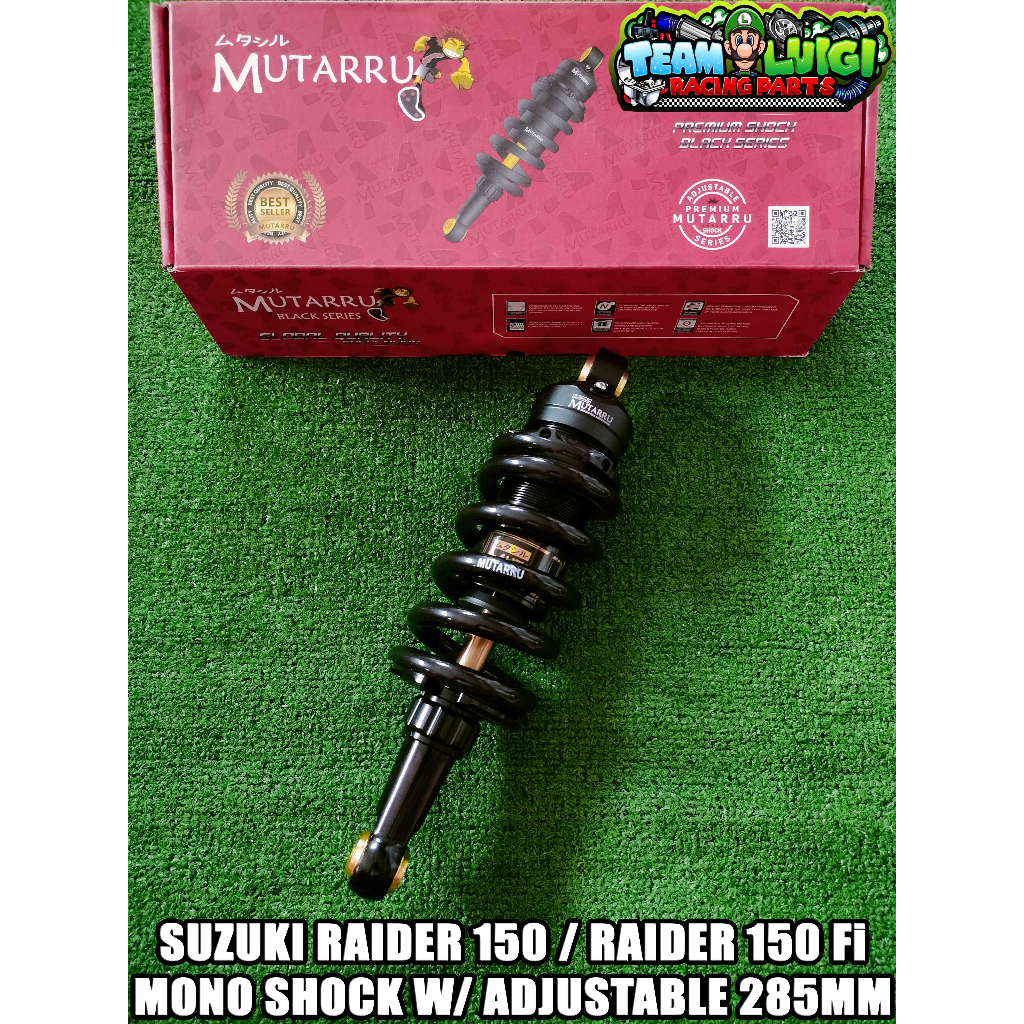MUTARRU ADJUSTABLE MONO SHOCK 285MM BLACK SERIES FOR RAIDER 150 CARB ...