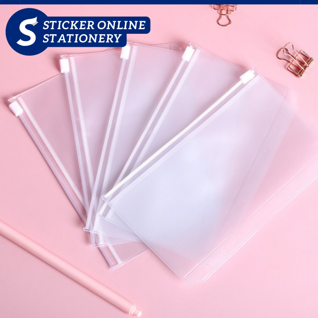 3pcs PVC Clear Pocket Loose Leaf A5 A6 A7 Ziplock /Calling cards for ...