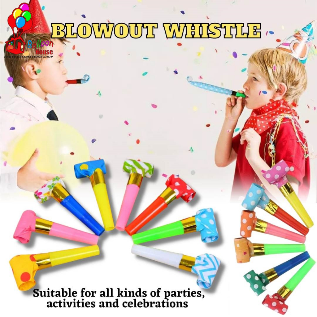 Balloonhouse 1PC Party Blowout Whistle Kids Colorful Blowers Party ...