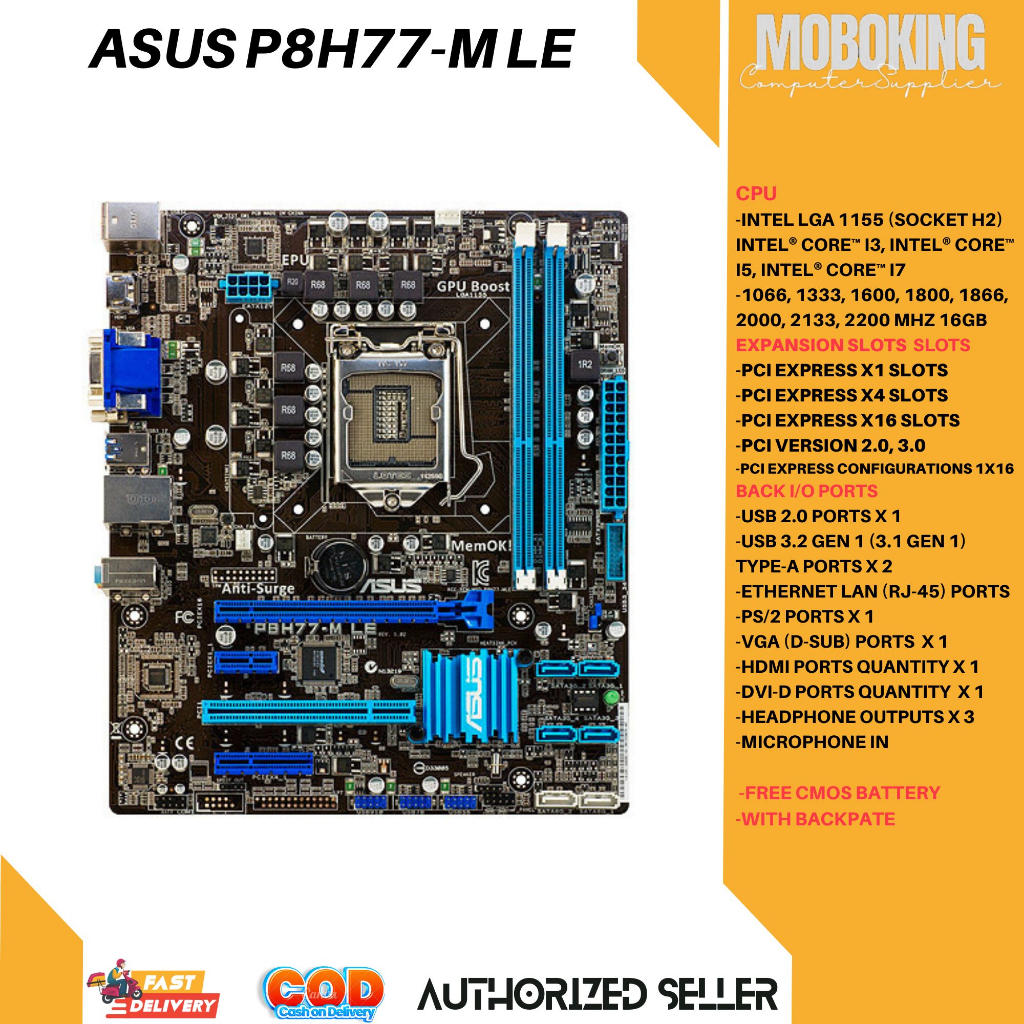 ASUS P8H77-M LE Desktop 3RD GEN Motherboard H77 Socket LGA 1155 i3 i5 ...