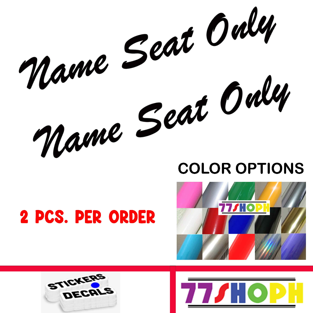 Your Name Seat Only Decal Sticker 2 pcs | Shopee Philippines