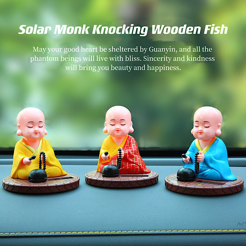Fengshui Solar Monk Buddha Knocking Wooden Fish Living Room Office ...