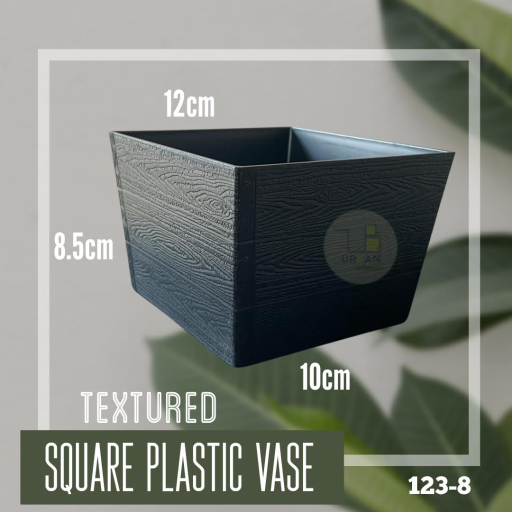 Textured Square Plastic Vase for Flower Arranging, Ikebana Vase Pot ...